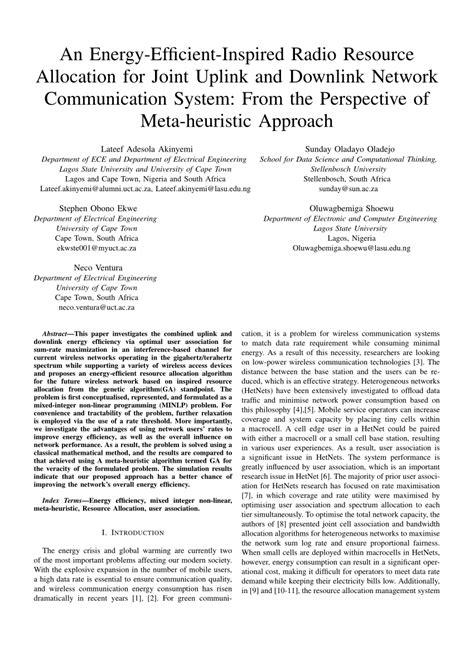 Pdf An Energy Efficient Inspired Radio Resource Allocation For Joint Uplink And Downlink