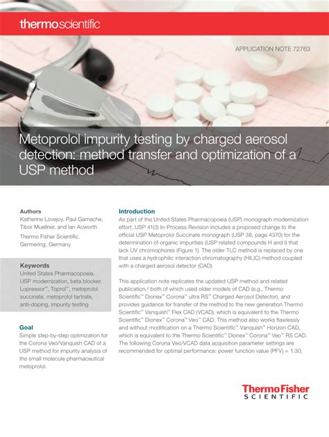 Pdf Metoprolol Impurity Testing By Charged Aerosol Detection Method