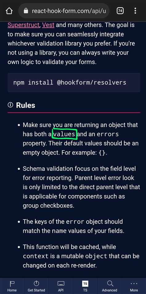 What Is The Custom Resolver Values Returned Key For React Hook
