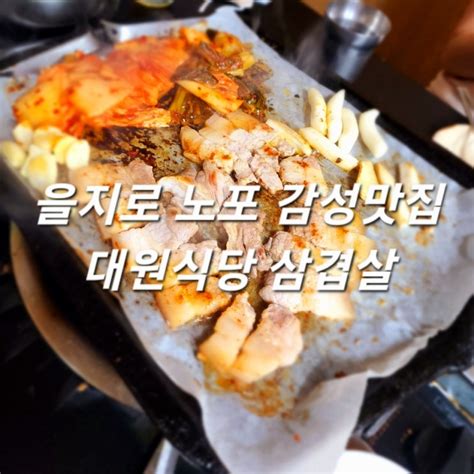 을지로 노포 감성맛집 대원식당 삼겹살 추천 네이버 블로그