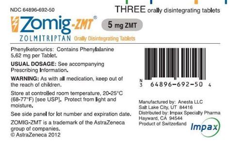 Zomig Zmt Generic Zolmitriptan Prescriptiongiant