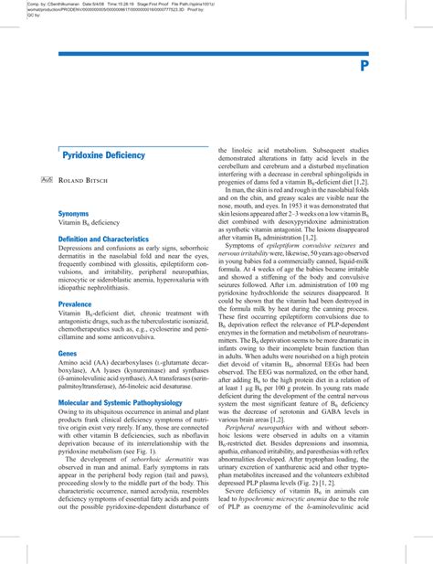 Pdf Pyridoxine Deficiency