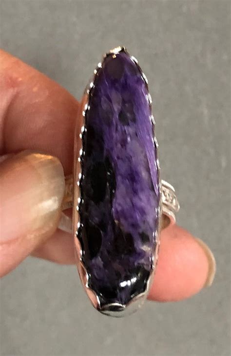 Charoite In Sterling Silver Ring Size 9 12 Etsy