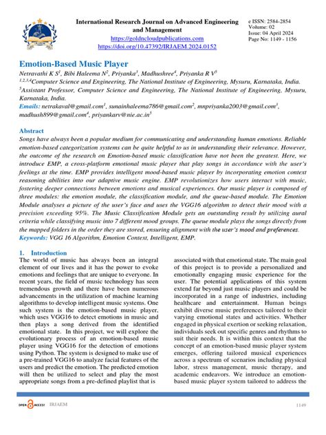 Emotion Based Music Player Pdf Deep Learning Computing