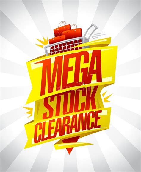 Mega Stock Clearance Sale Banner Mockup With Shopping Cart Full Of