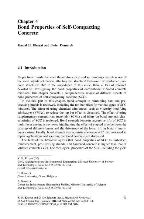 Pdf Bond Properties Of Self Compacting Concrete