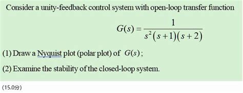 SOLVED Consider A Unity Feedback Control System With An Open Loop