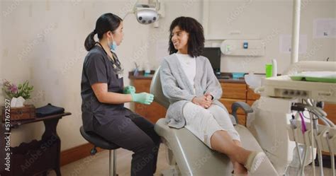 Vidéo Stock Female Dentist Consulting With A Client On Oral Hygiene At