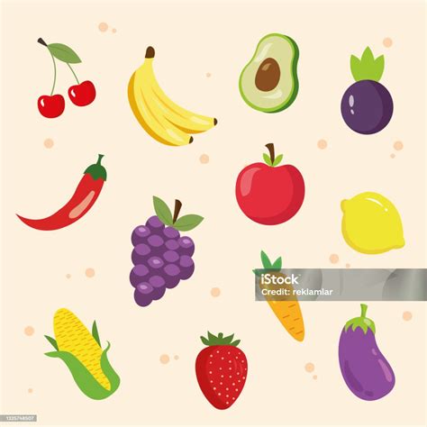 신선한 여름 과일과 채소 딸기 채소 분홍색 배경에 격리된 벡터 사실적인 그림입니다 잘 익은 채소와 달콤한 과일의 그림 포도에 대한 스톡 벡터 아트 및 기타 이미지 Istock