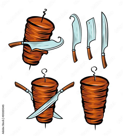 Kebab Set Turkish Street Food Design Elements Vector Illustration Stock Vector Adobe Stock