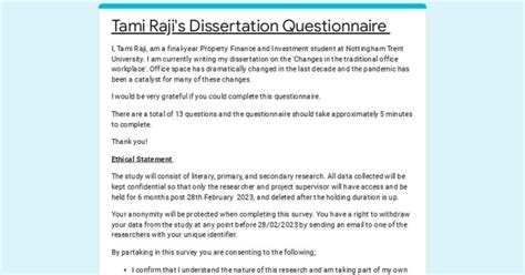 Ana Florentin On Linkedin Tami Rajis Dissertation Questionnaire