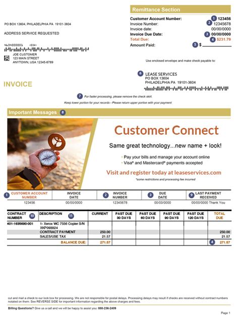 Lease Services Customer Connect How To Read My Invoice