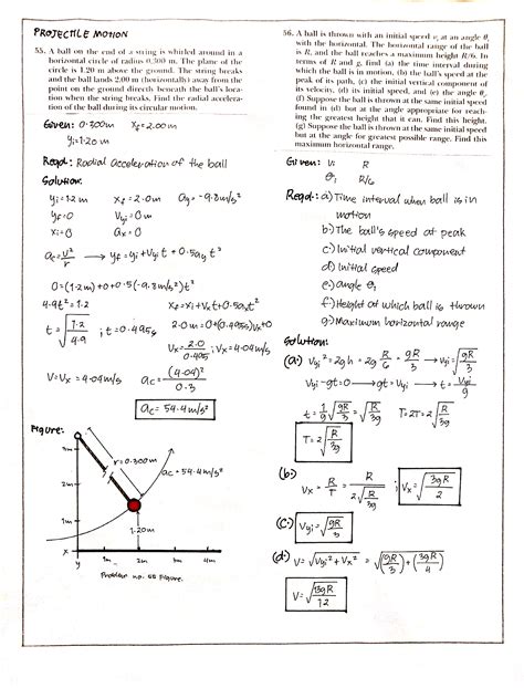 Solution Projectile Motion Sample Problems And Answers To 55 89
