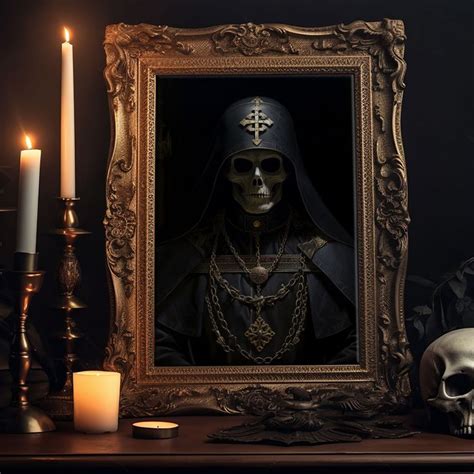 The Preacher Gothic Skeleton Priest Spooky Halloween Wall Art Canvas