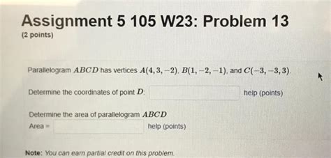 assignment 5105 w23 problem 13 2 points