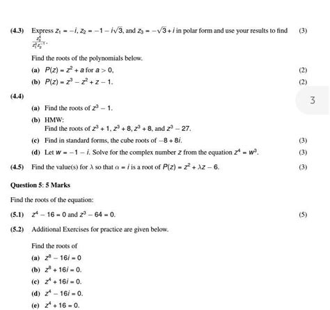 solved 4 3 express z1 −i z2 −1−i3 and z3 −3 i in polar