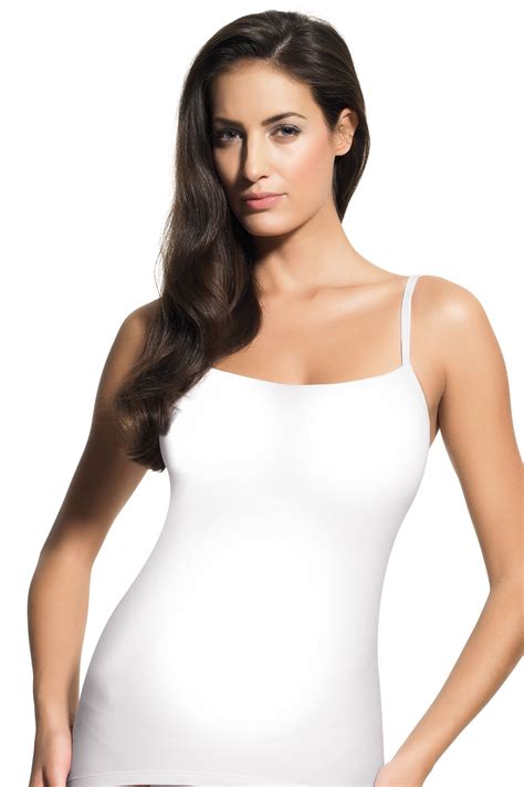 Panache Panache White Cotton Lycra Camisole With Built In Bra Us