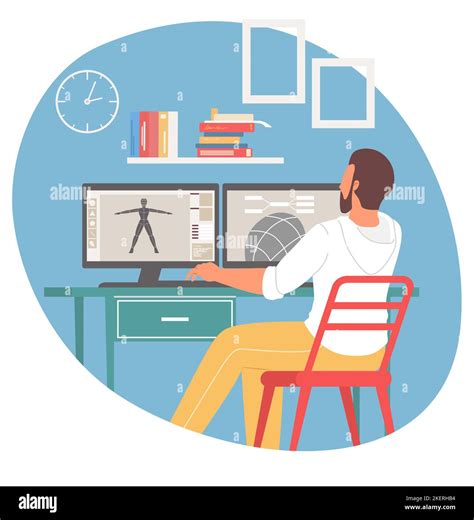 Vector Art Design Graphic Artist In Office Illustration Illustrator