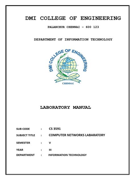 Cs3591 Computer Networks Lab Manual Finalized Pdf Computer Network Local Area Network