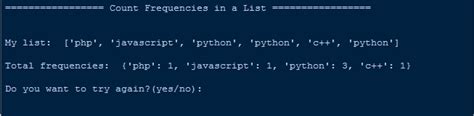 How To Count Frequencies In A List In Python Sourcecodester