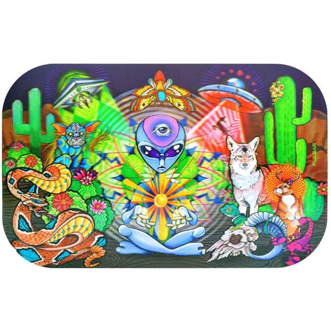 Pulsar Metal Rolling Tray With 3d Lid Psychedelic Desert