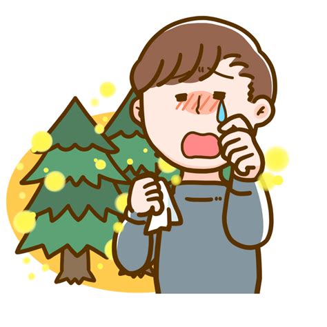 【生活・春・医療・病気・症状】花粉症に苦しむ男性のかわいいフリーイラスト フタバのフリーイラスト