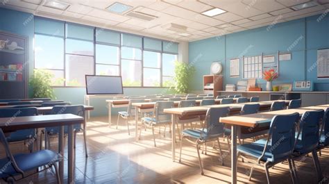 Premium Ai Image A Serene Background Depicting A Minimalist Classroom