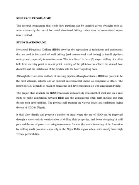 Proposal On Horizontal Directional Drilling Research Thesis Pdf Oil