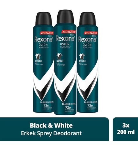 Rexona Men Erkek Sprey Deodorant Invisible Black White 200 Ml X3
