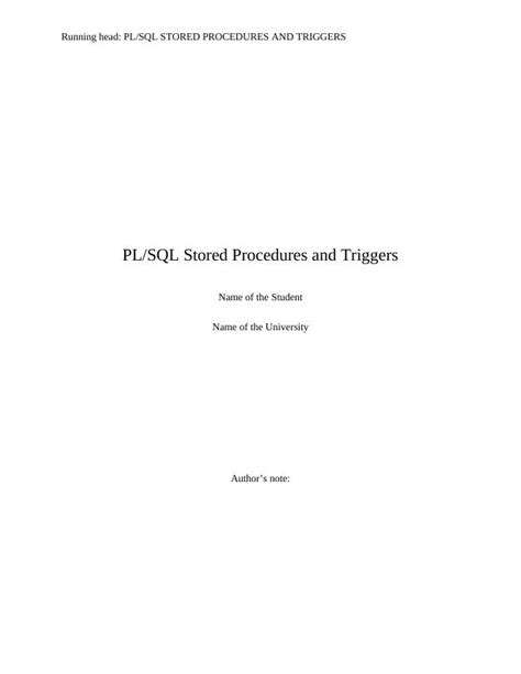 PL SQL Stored Procedures And Triggers