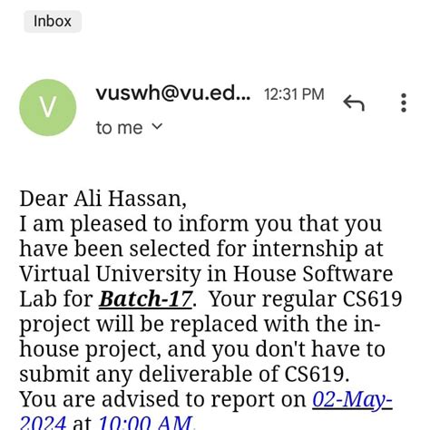 Ali Hassan On Linkedin الحمدللہ I Have Been Selected For Internship At