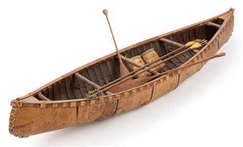 Native American Ojibwe Birch Canoe Model