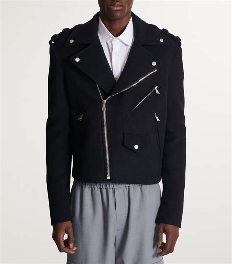 Mens Balmain Black Wool Blend Biker Jacket Harrods Uk