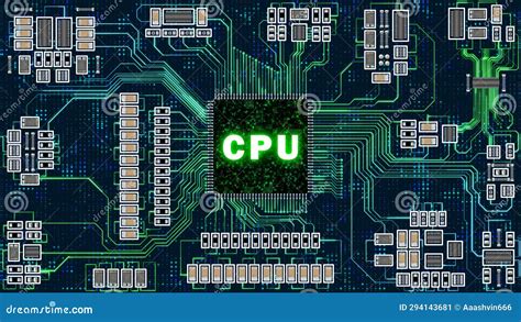 Cpu Microchip On Motherboard Concept Image Stock Illustration Illustration Of Computing
