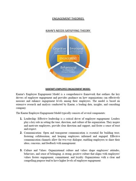 Engagement Theories Pdf Leadership Employment
