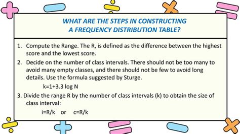 Steps In Constructing A Frequency Distribution Tablepptx