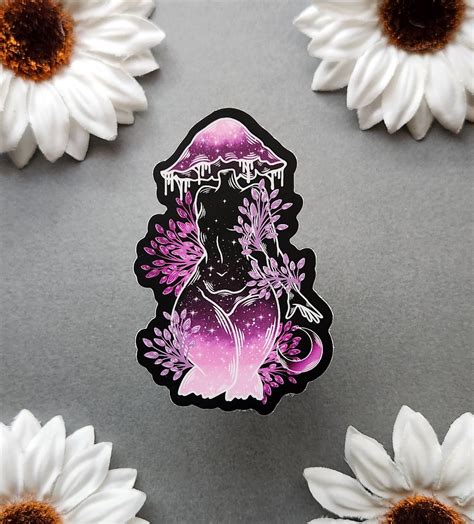 Pink Rainbow Mushroom Woman 2x3 Inch Matte Waterproof Sticker Mushroom