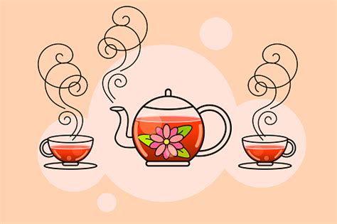 차 신선한 양조 차 주전자를 양조하고 차 한 잔에 붓습니다 골동품에 대한 스톡 벡터 아트 및 기타 이미지 골동품 컵 티포트 Istock