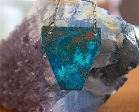 Copper Patina Ocean Necklace Etsy