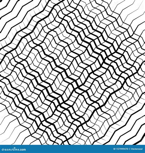 Wavy Waving Zigzag Lines Crosshatch Grid Mesh Pattern Abstract Curvy Criss Cross Lines