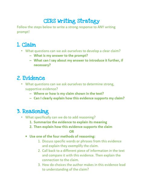 Cers Writing Strategy Guide Pdf
