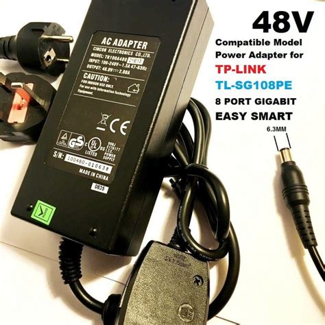 48v 1 25a Compatible Power Adapter For Tp Link Tl Sg108pe 8 Port