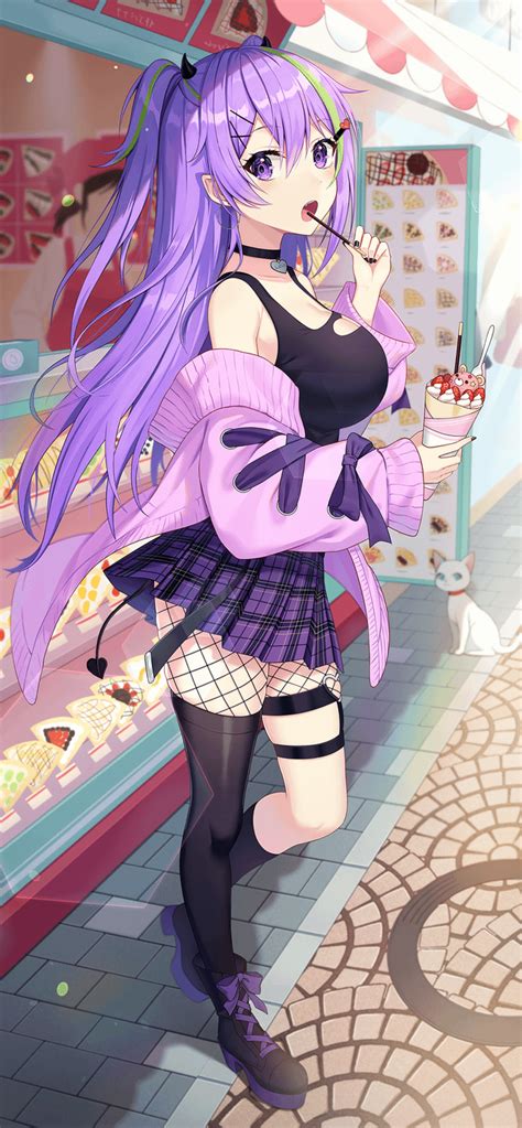 Cute Demon Girl Getting Crepes [original] R Animegirlsearrings