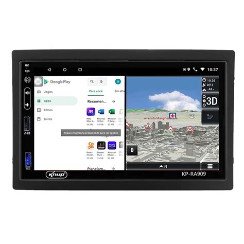 Central Multimídia Android Knup Tela De Vidro 7 Polegadas Gps Wifi Espelhamento Apple Carplay E