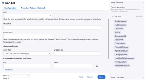 configuring flows with qanda and task bot nodes