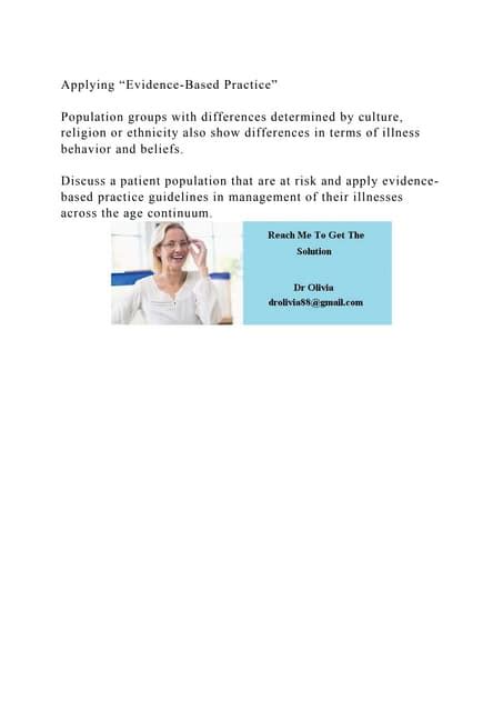 Applying Evidence Based Practice”population Groups With Differedocx