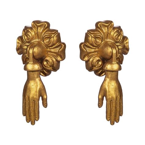 Gold Hands Pendant Drawer Knobs Set Of 2 Vintage Charm