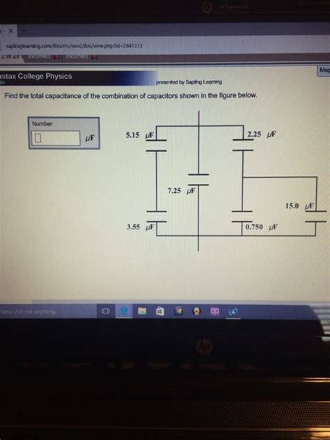 Solved Find The Total Capacitance Of The Combination Of