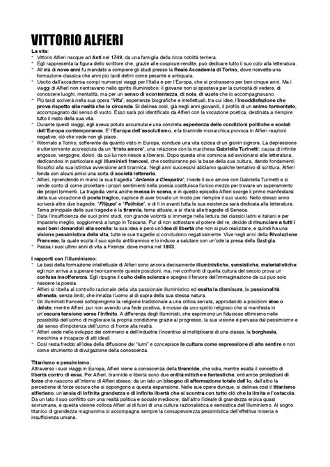 Vittorio Alfieri Vita E Opere Docsity