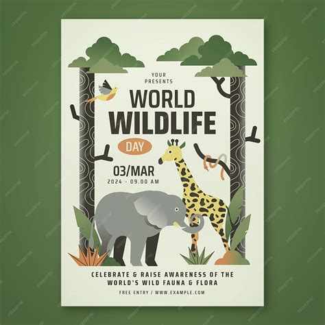 Premium Vector Flat Design World Wildlife Day Poster
